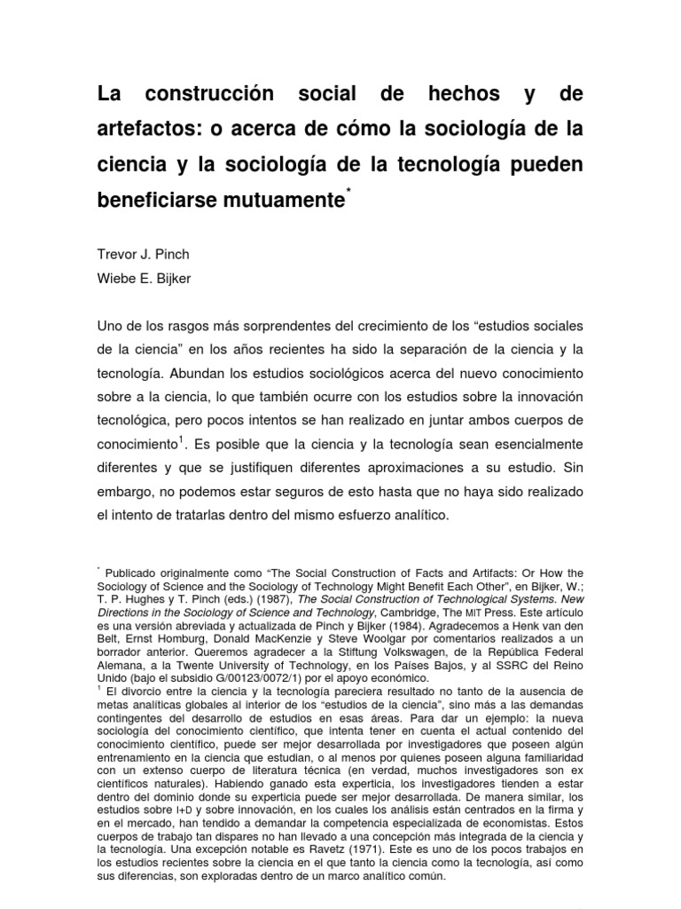Construcción social en ciencia y tecnología | PDF | Science | Sociología