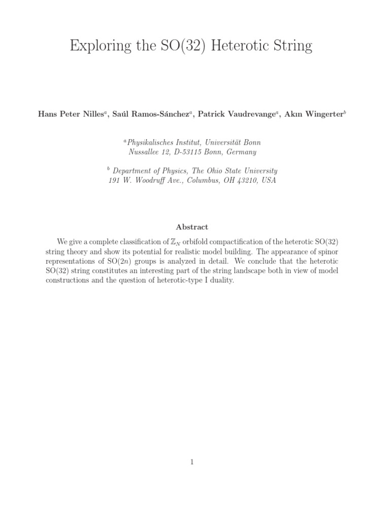 Exploring The SO 32 Heterotic String NIL | PDF | String Theory | Physics