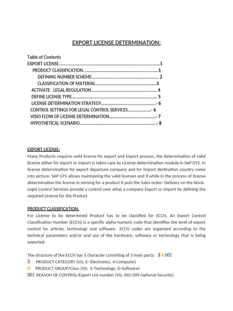 Export License Determination in SAP GTS | PDF