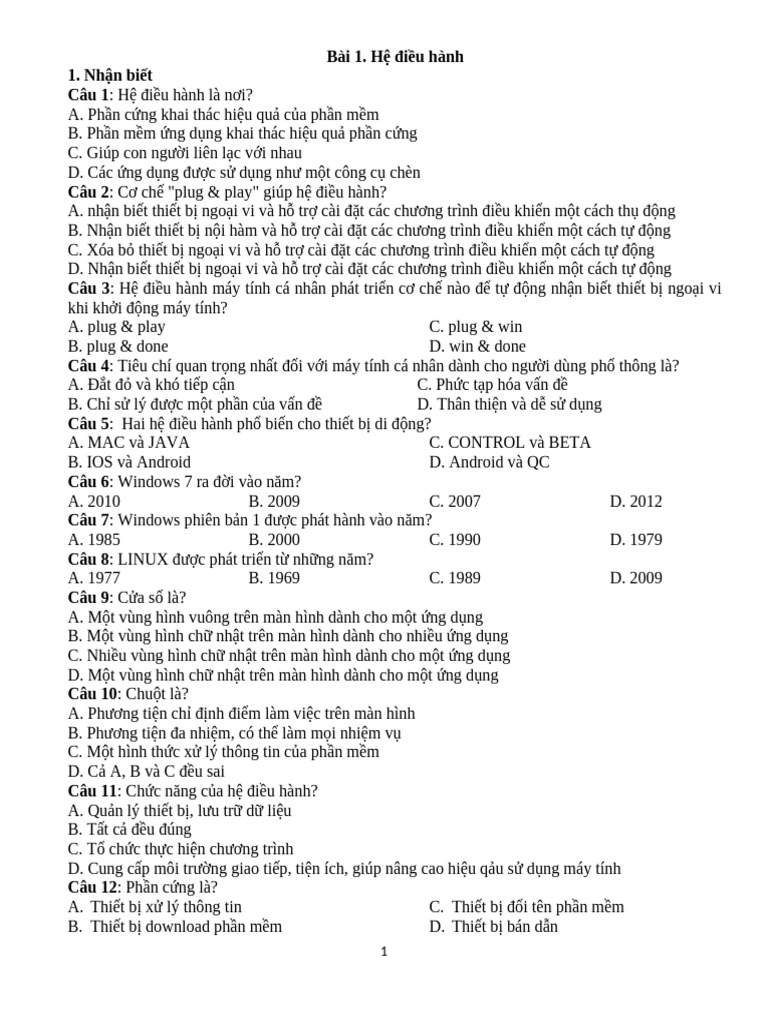 Bai Tập CD 1,2 Gui HS Không Da | PDF