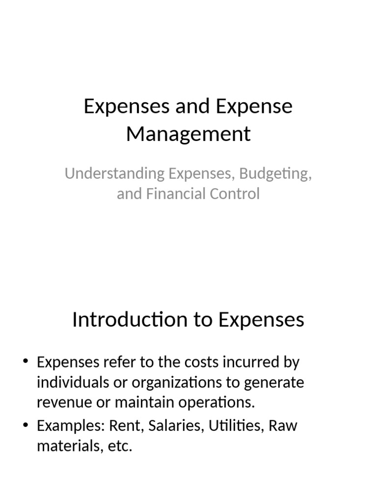 Expenses and Expense Management Presentation | PDF
