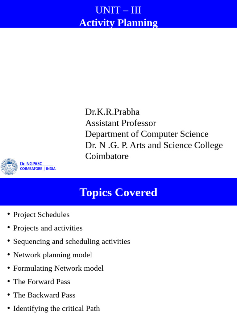 Unit III - Activity Planning | PDF | Risk | Risk Management
