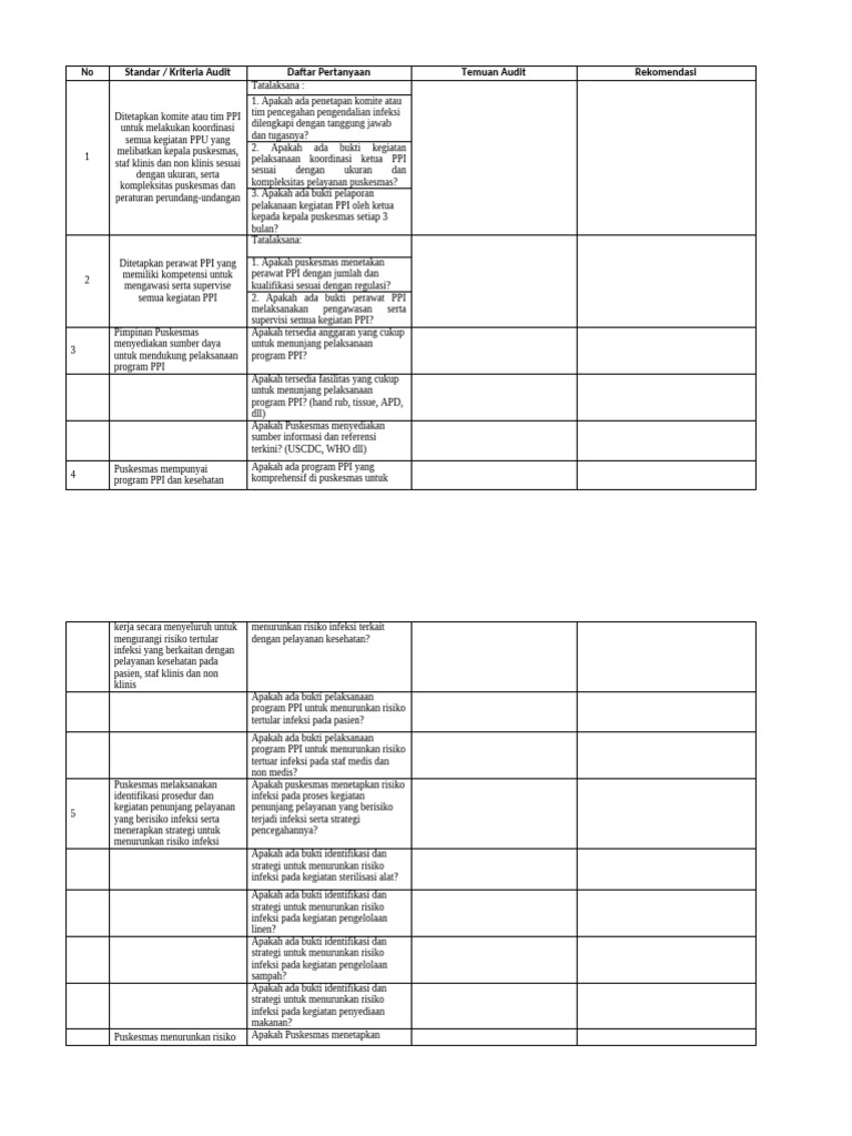 Audit Program PPI di Puskesmas | PDF