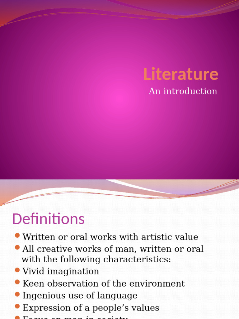 Introduction To Literature | PDF | Reading Comprehension | Human ...