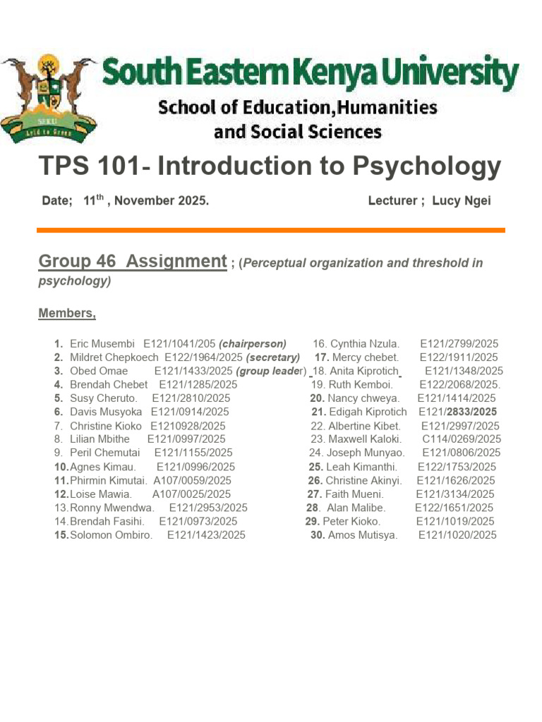 Psychology Group 46.assign | PDF | Perception | Senses