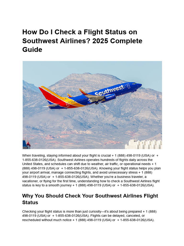 Check Southwest Airlines Flight Status Guide | PDF | Airlines ...