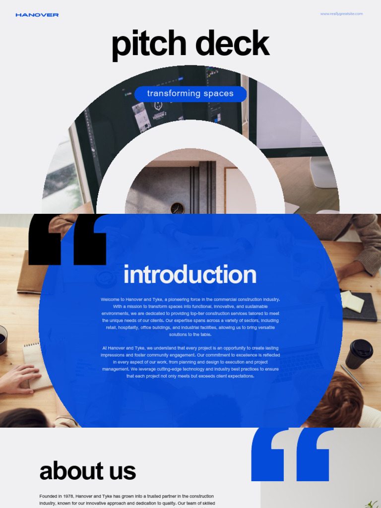 Blue Modern Pitch Deck Presentation | PDF | Building Information ...