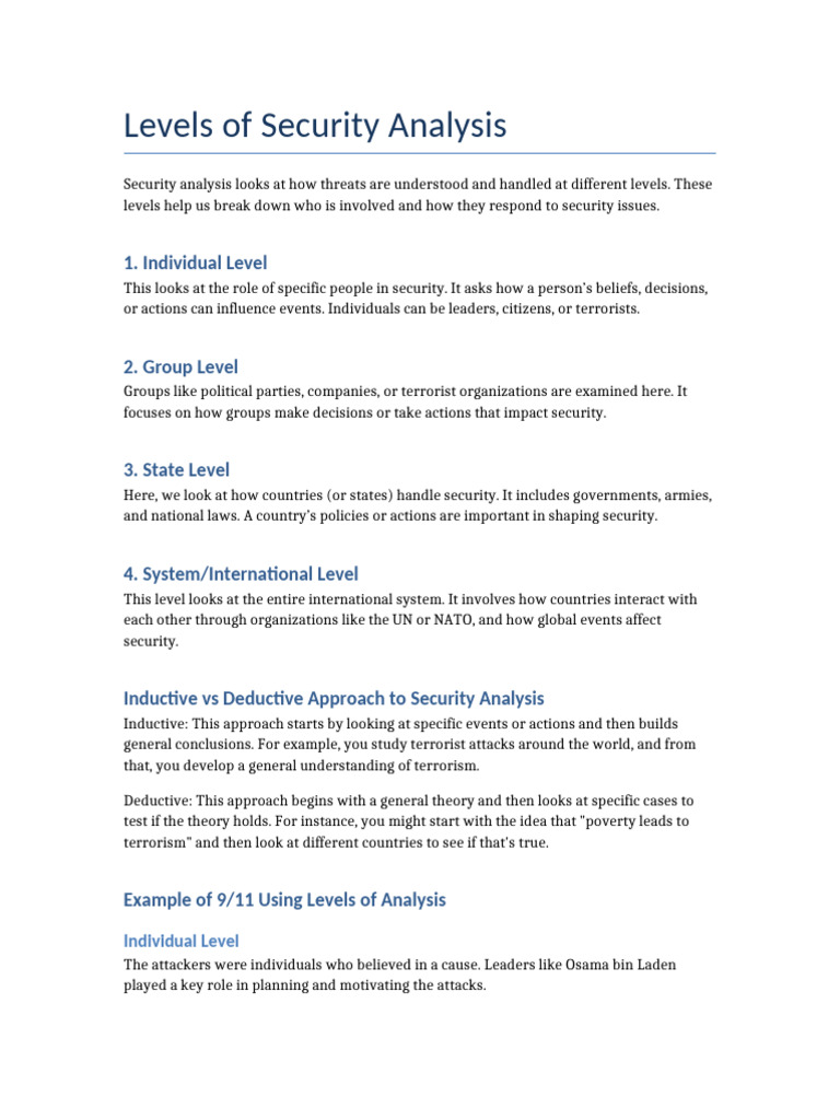 Levels of Security Analysis | PDF