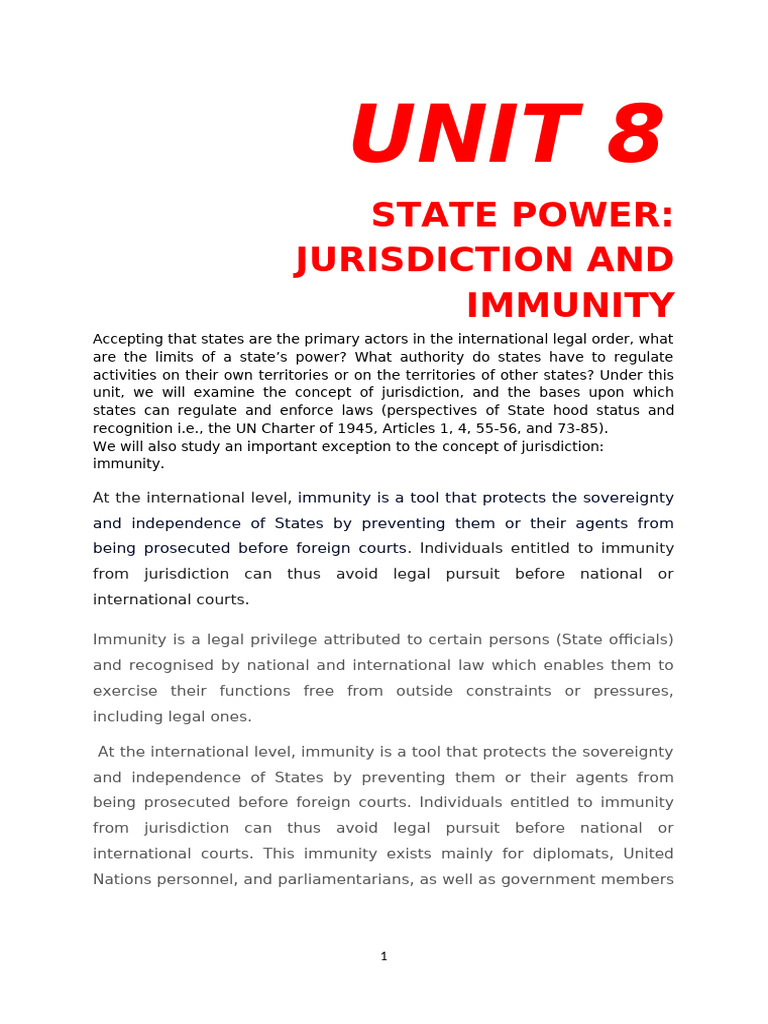 State Power Jurisdiction and Immunity | PDF | Human Rights | Public Law