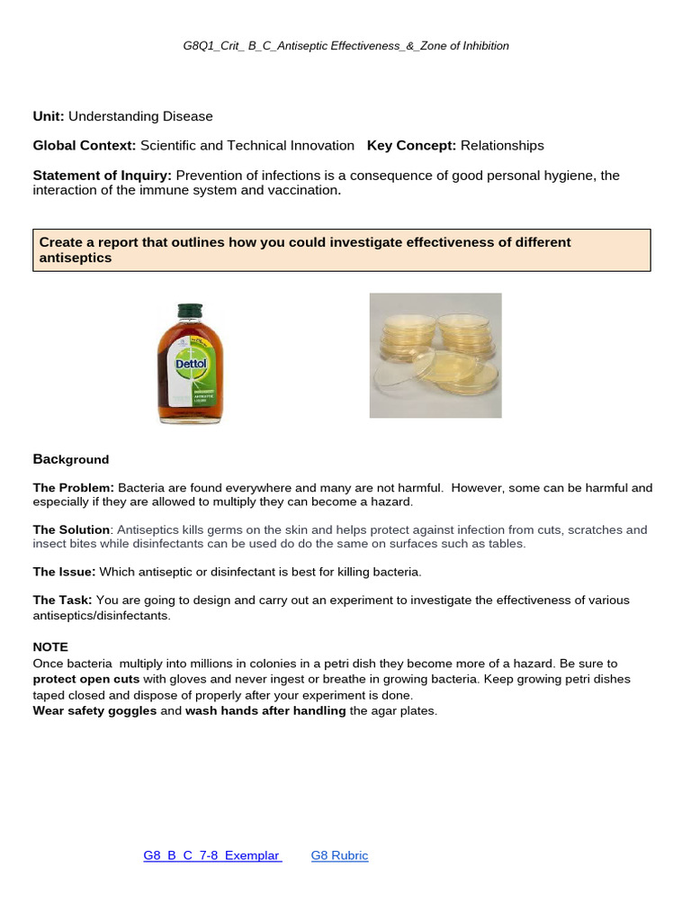 G8Q1 - FormativeLab - 2526 - Antiseptic Type Effectiveness | PDF