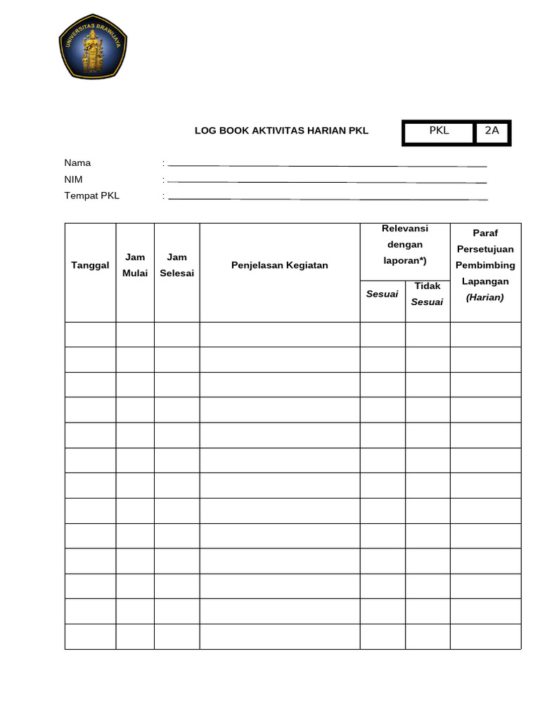 Form PKL-2A (LogBook PKL), PKL-2A1 (Form Konsultasi Dospem PKL), PKL-2B ...