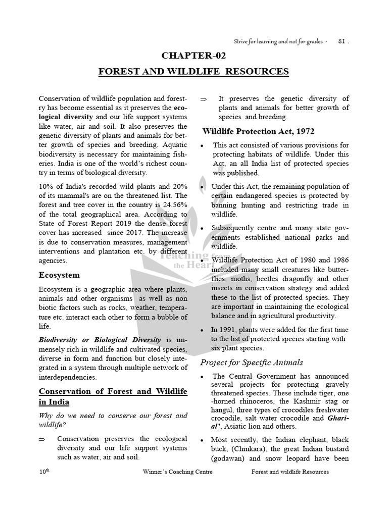 Geography Chapter 2 Study Material Pdf Biodiversity