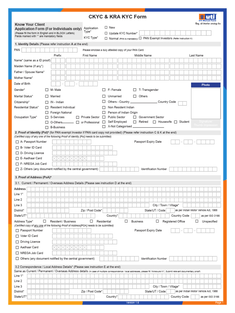 Ckyc and Kra Kyc Form 2024 v6 182024 | PDF | Identity Document | Government And Personhood