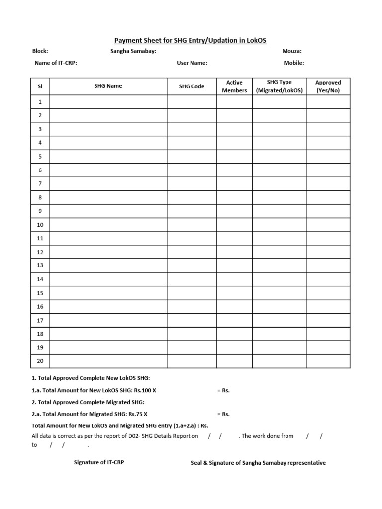 Claim Format For SHG | PDF