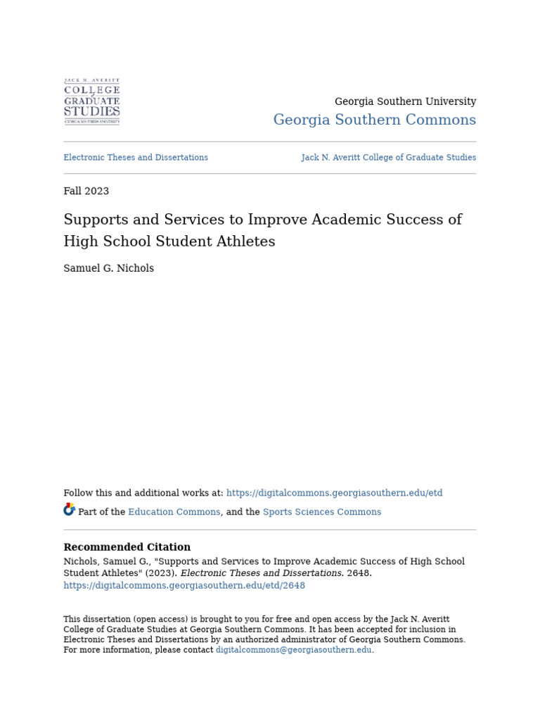 Supports and Services To Improve Academic Success of High School | PDF ...