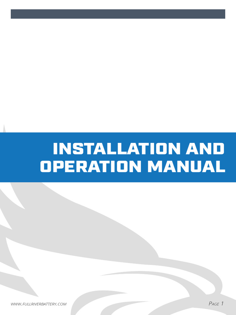 Battery Installation and Operation Manual | PDF | Series And Parallel ...