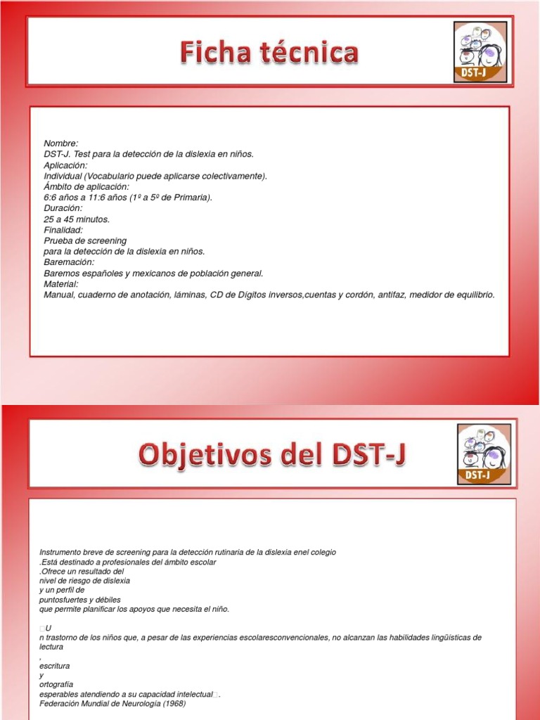 DST-J: Test de Dislexia Infantil | PDF | Artes del Lenguaje y Comunicación