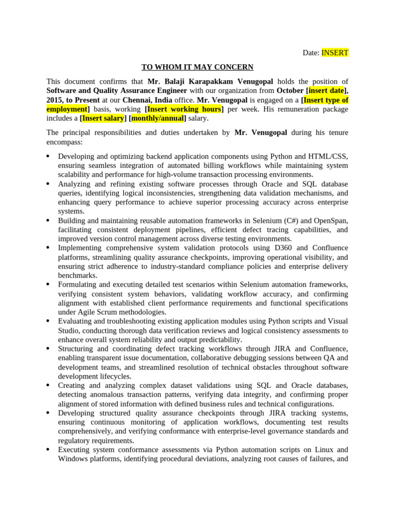 Balaji Reference Letter | PDF | Databases | Information Science