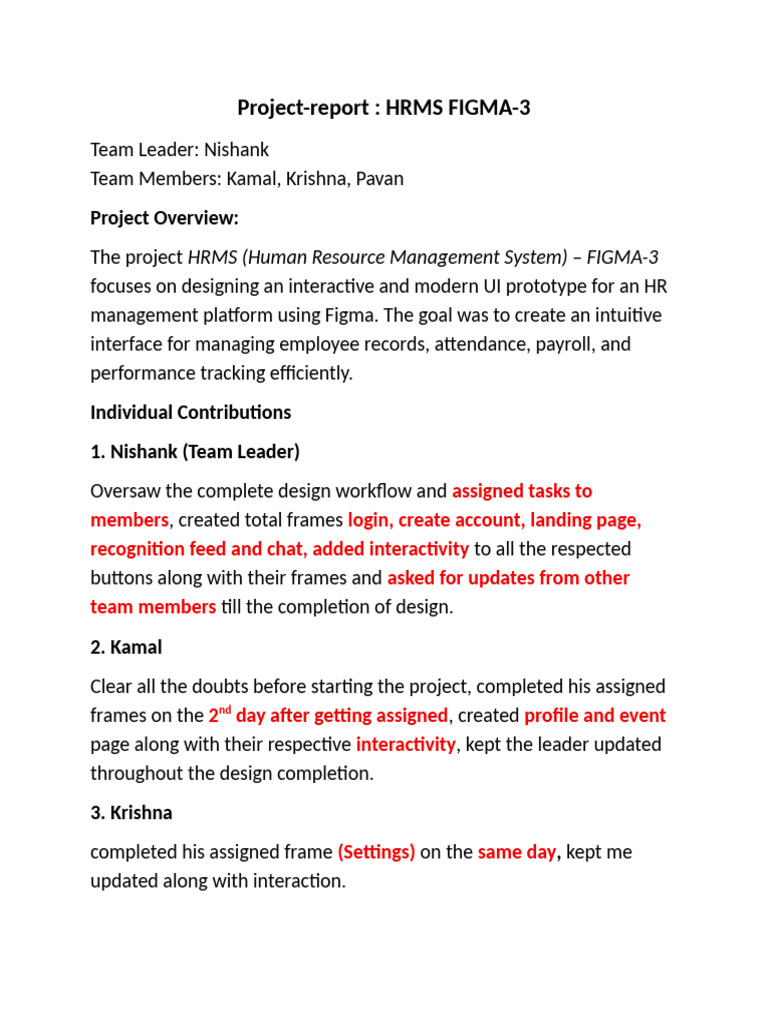 Hrms Figma Report | PDF