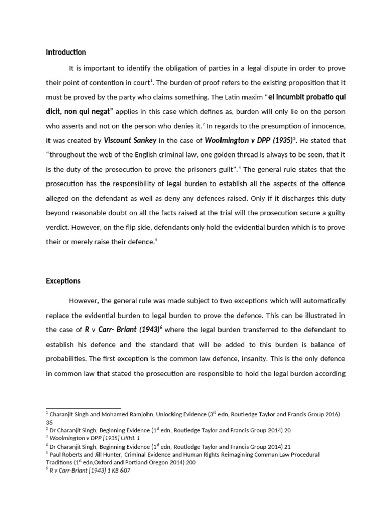 Law of Evidence | PDF | Burden Of Proof (Law) | Presumption Of Innocence