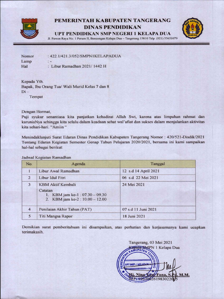 Surat Edaran Libur Ramadhan | PDF