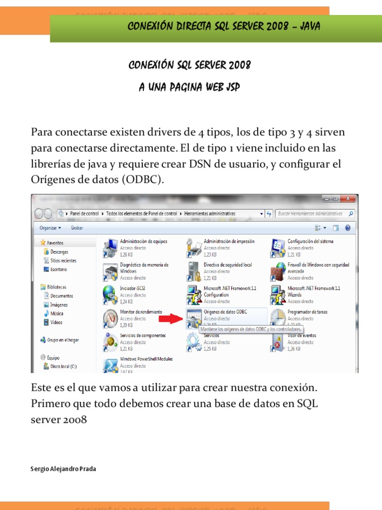 Conexión Sql Server 2008 Jsp Pdf Servidor Sql De Microsoft Sql