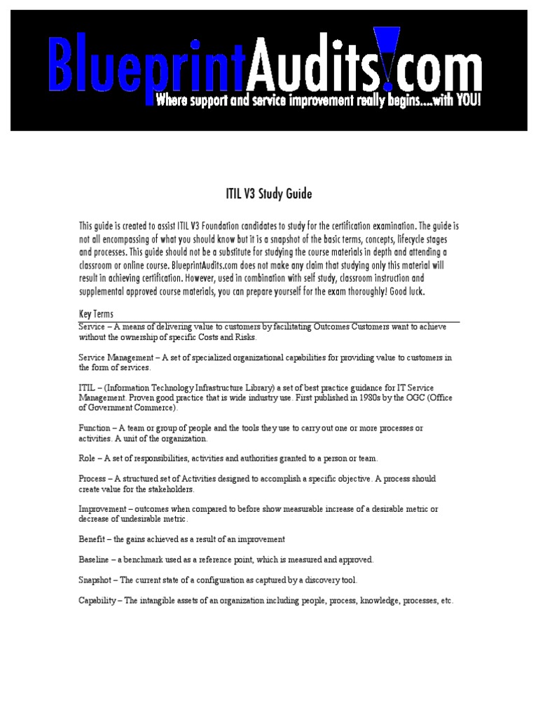 ITIL V3 Cheat Sheet | PDF | Itil | Business Process