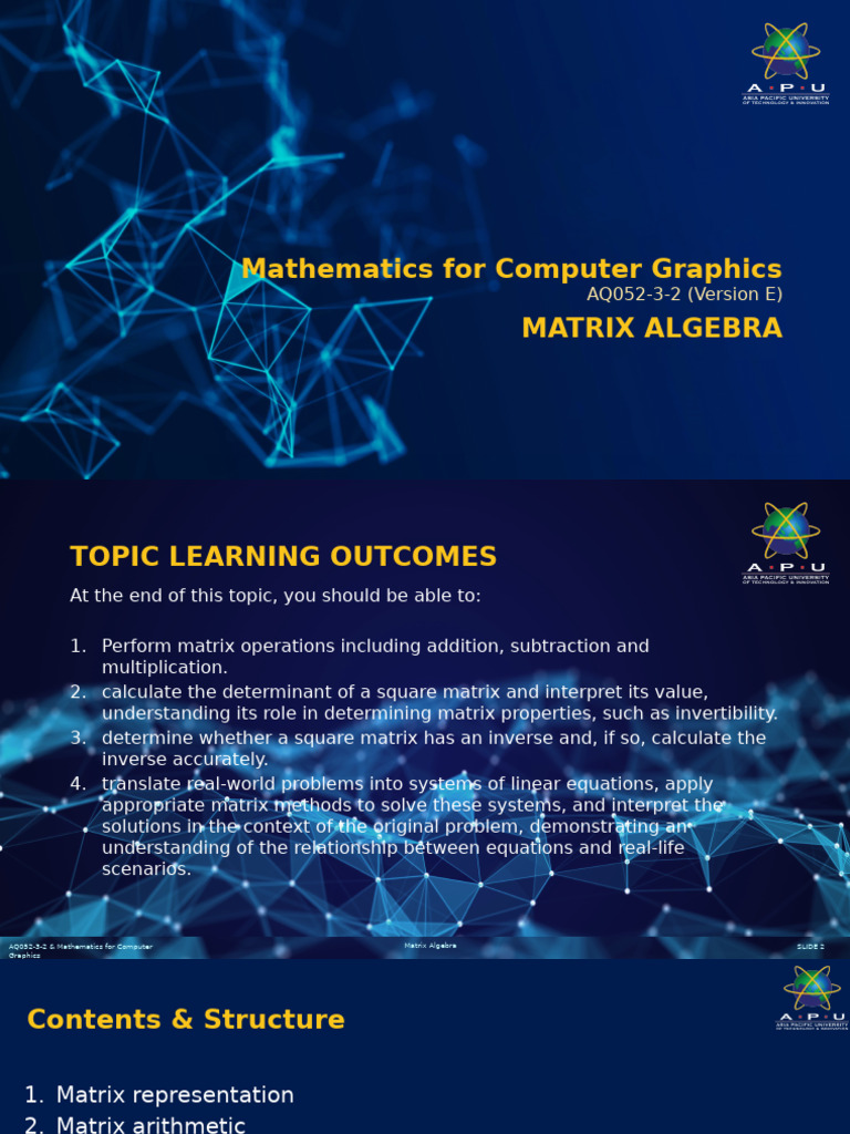 Matrix Algebra | PDF | Matrix (Mathematics) | Determinant