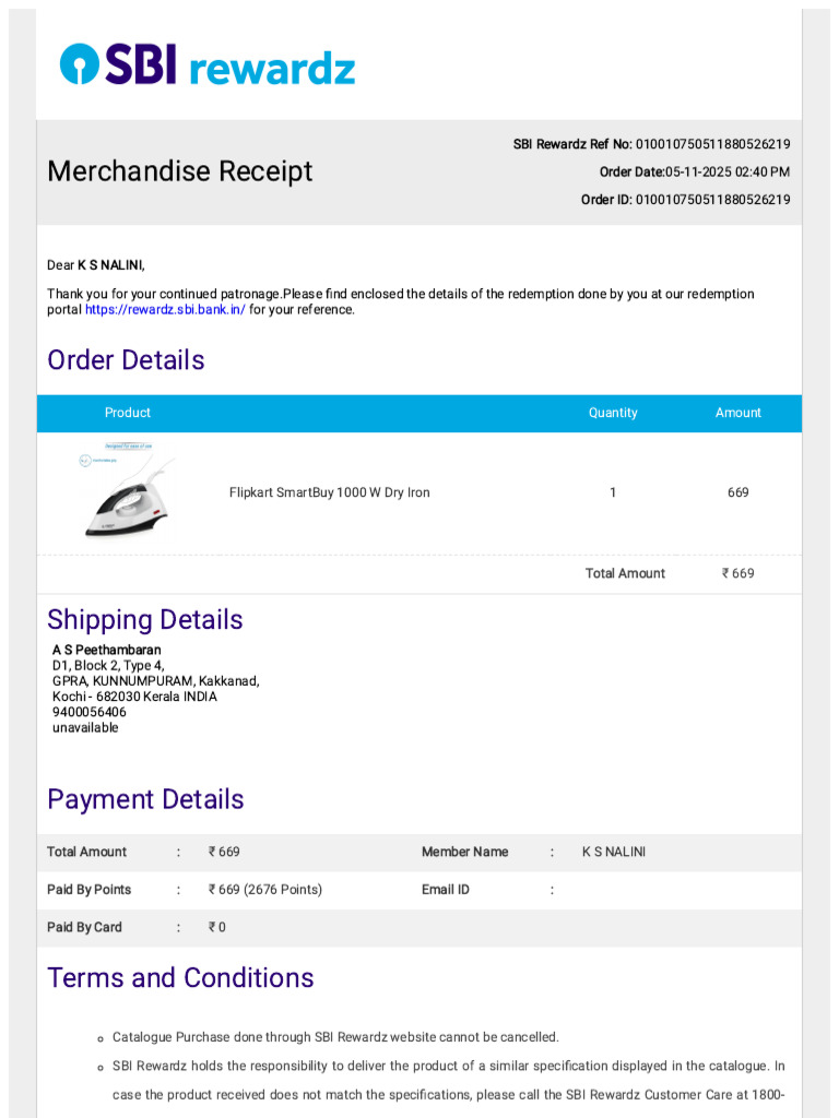 Merchandise Receipt: Order Details | PDF | Loyalty Program | Business