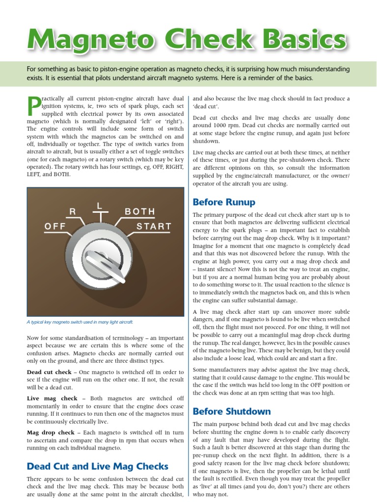 Magneto Check Basics | PDF | Switch | Ignition System
