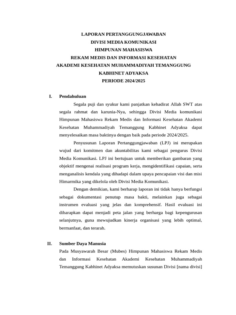 Laporan Pertanggungjawaban Divisi Media 2024 | PDF