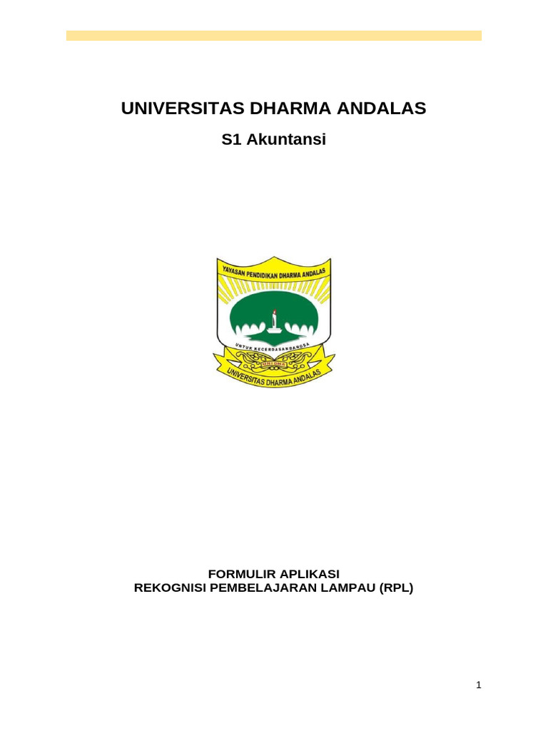 2. Formulir Aplikasi RPL Tipe a (Form 2 F02) | PDF