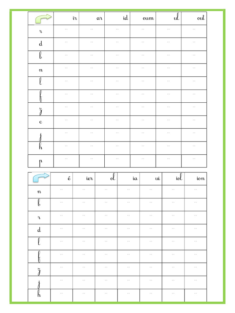 Exercices Tableaux Des Sons 4 Eme Annee Madrassatii Com Copy | PDF