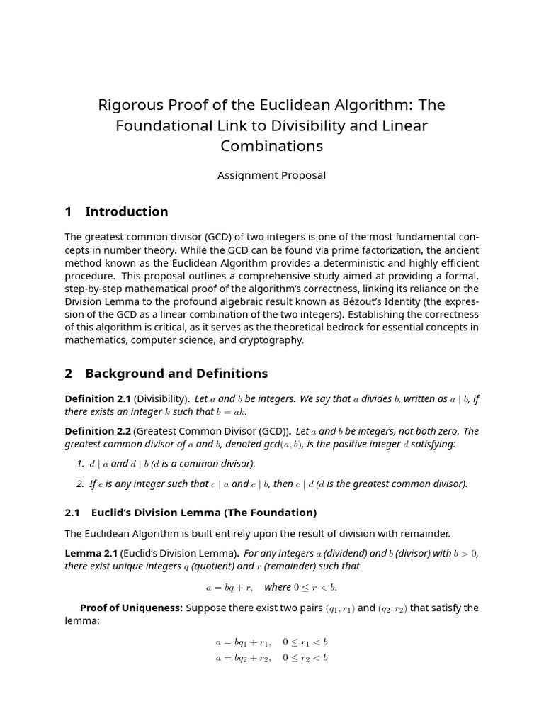 Euclidean Algorithm Proof Proposal | PDF | Mathematics | Number Theory