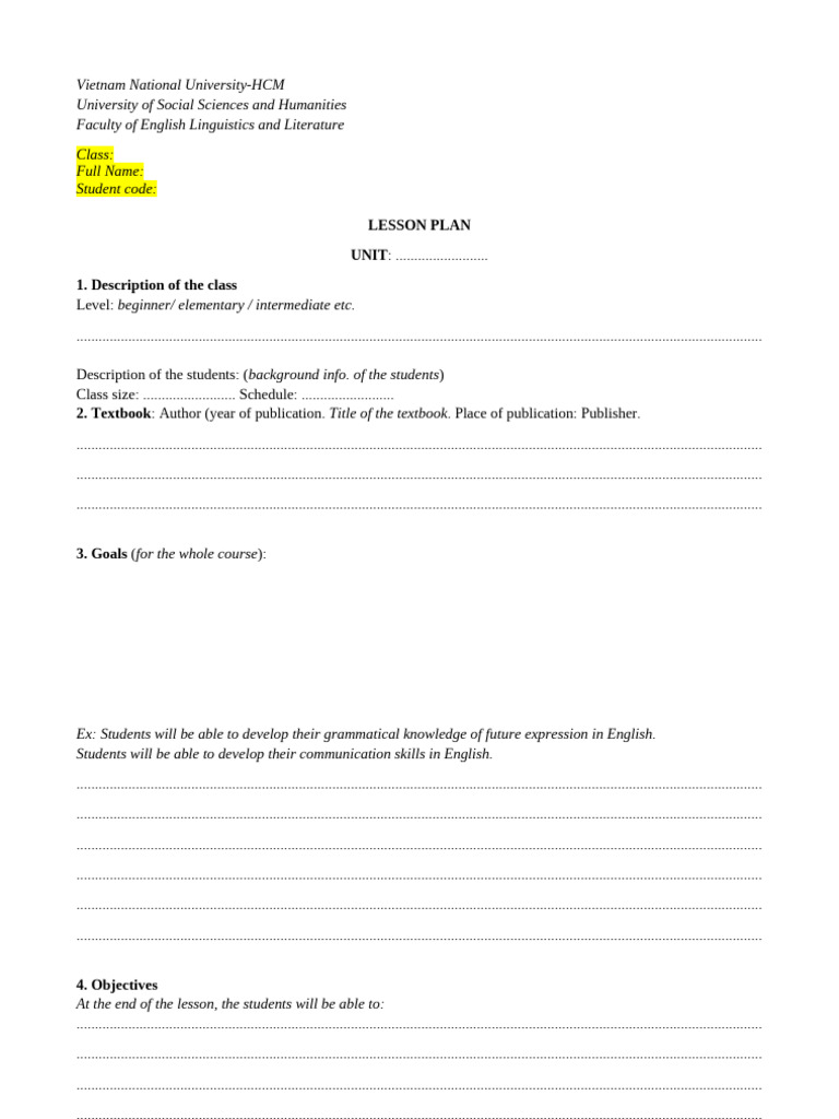 Sample Lesson Plan Đã Chỉnh | PDF | Lesson Plan | Learning