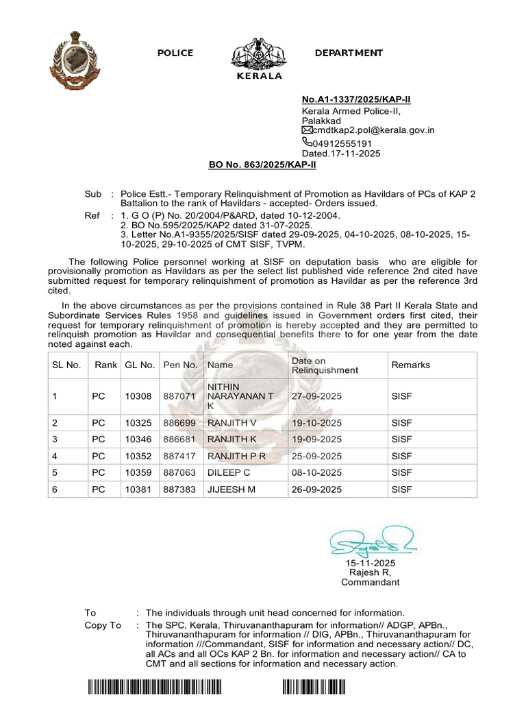 Order-BO A1 - Relinquishment of 6 Person | PDF