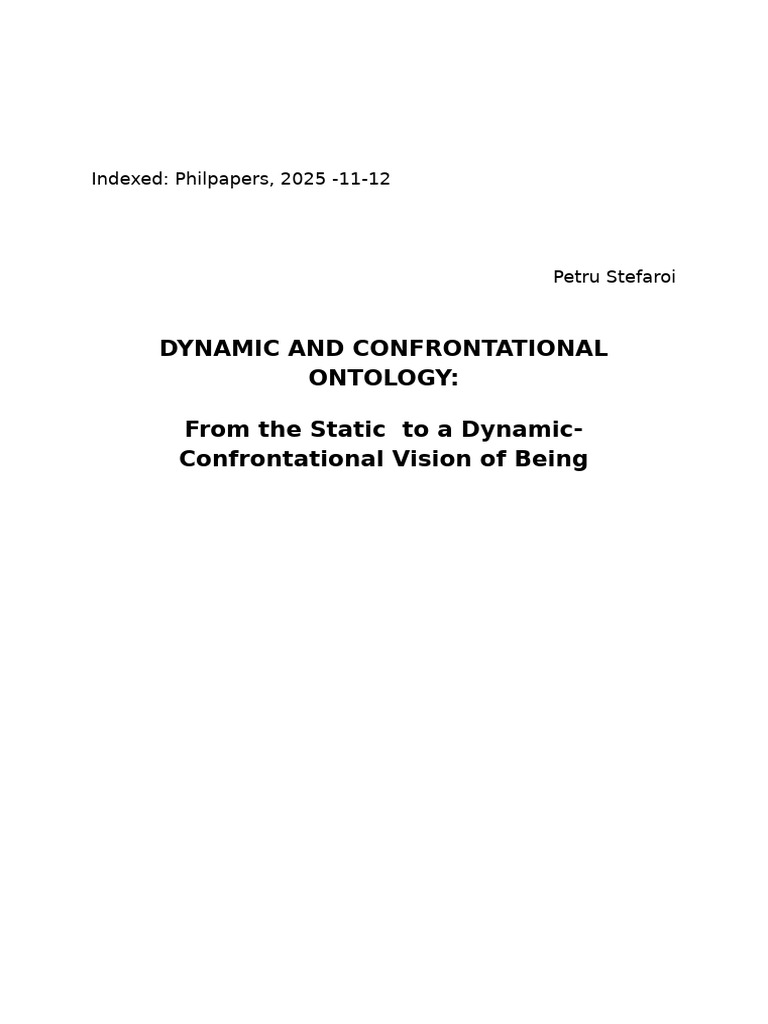 DYNAMIC AND CONFRONTATIONAL ONTOLOGY: From The Static To A Dynamic ...