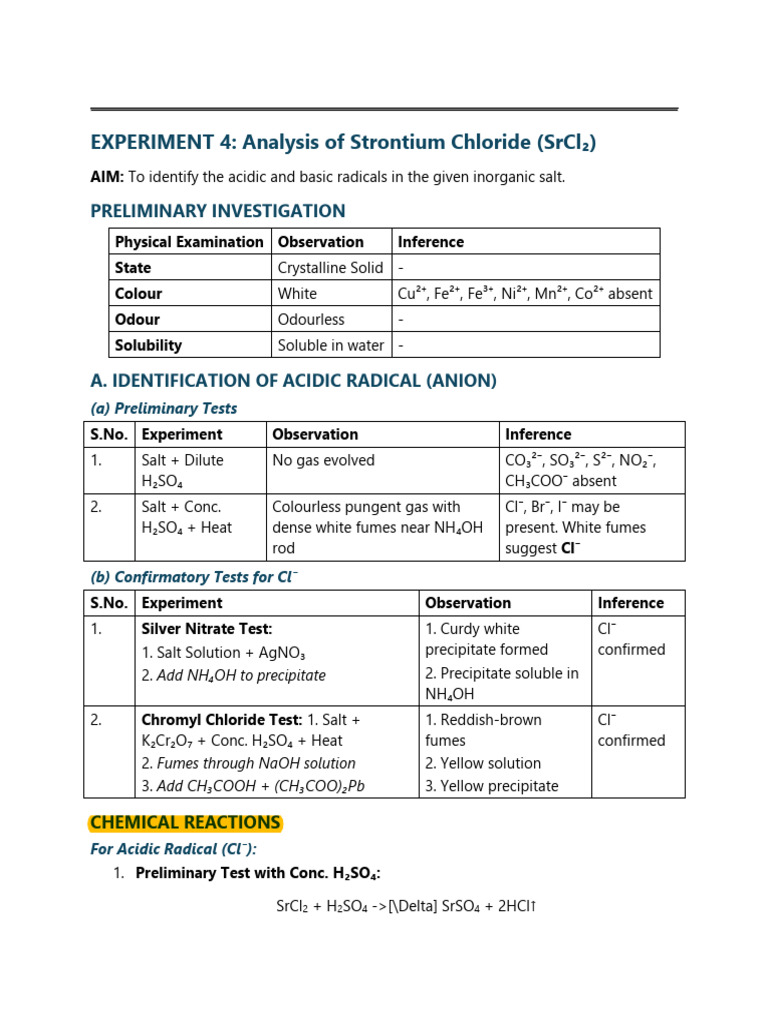 3.9 Analysis of Strontium Chloride | PDF | Salt (Chemistry ...