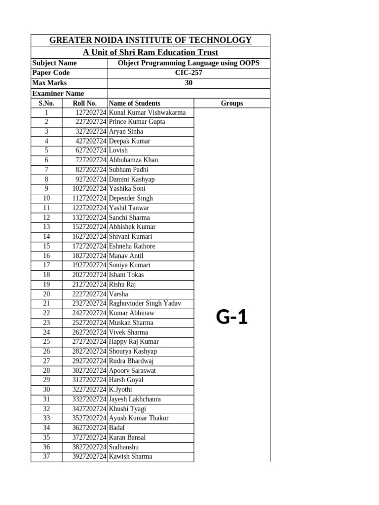 Group Wise Students List - 2 3 and 4th Year Students | PDF