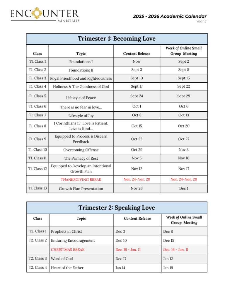 ESM Year 3 Academic Calendar 2025 2026 | PDF | Theology | Religious Belief And Doctrine