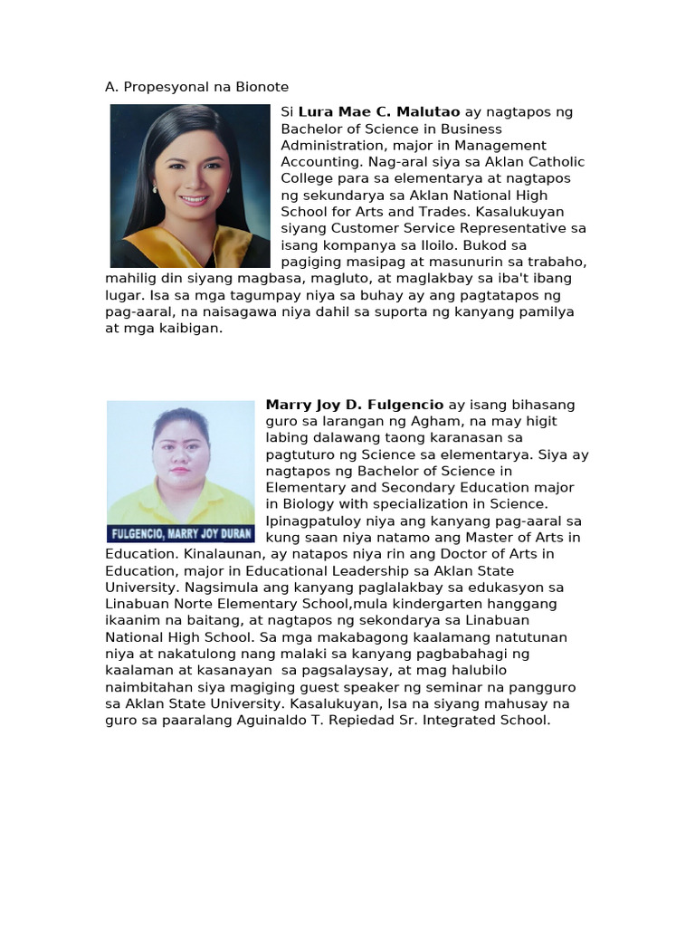 Propesyonal Na Bionote GROUP 3 | PDF