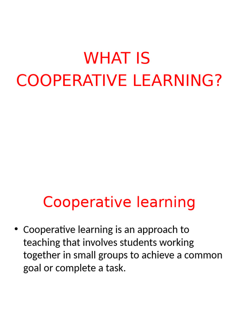 Cooperative Learning | PDF