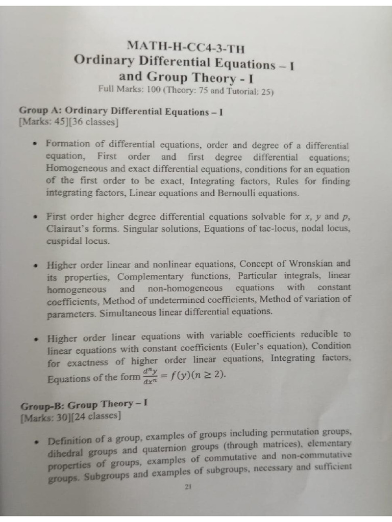 Math Minor Sem V Paper-1 Syllabus | PDF