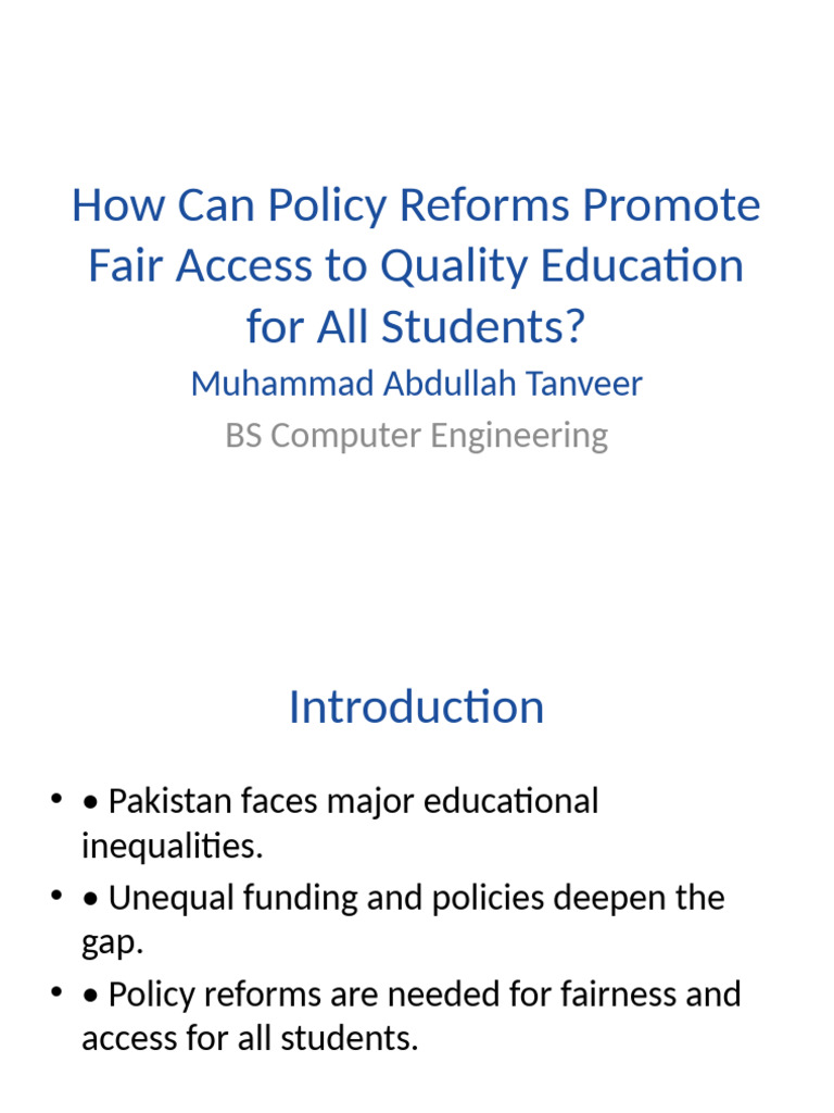 Policy Reforms for Fair Education Access | PDF | Public–Private ...