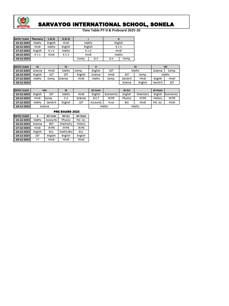 Time Table | PDF