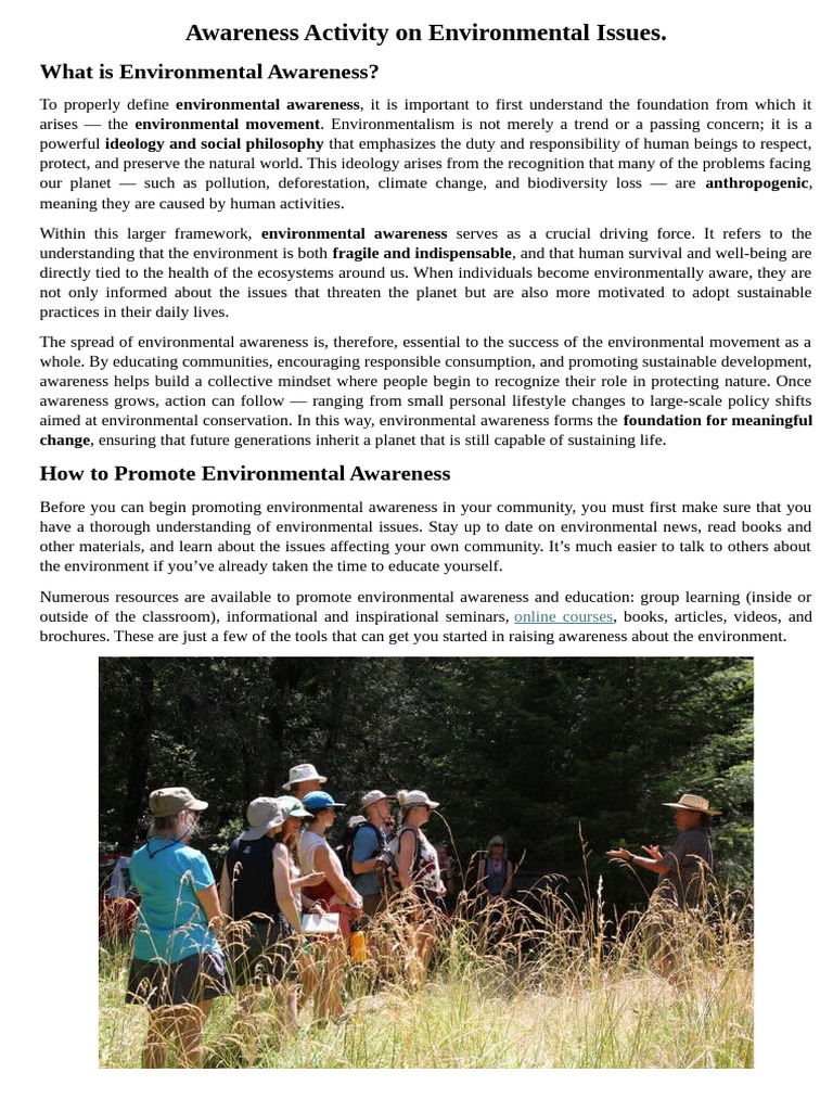 Promoting Environmental Awareness Strategies | PDF | Air Pollution ...