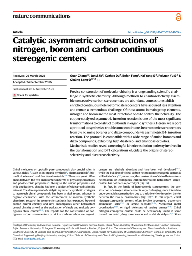 Catalytic Asymmetric Constructions of Nitrogen, Boron and Carbon ...