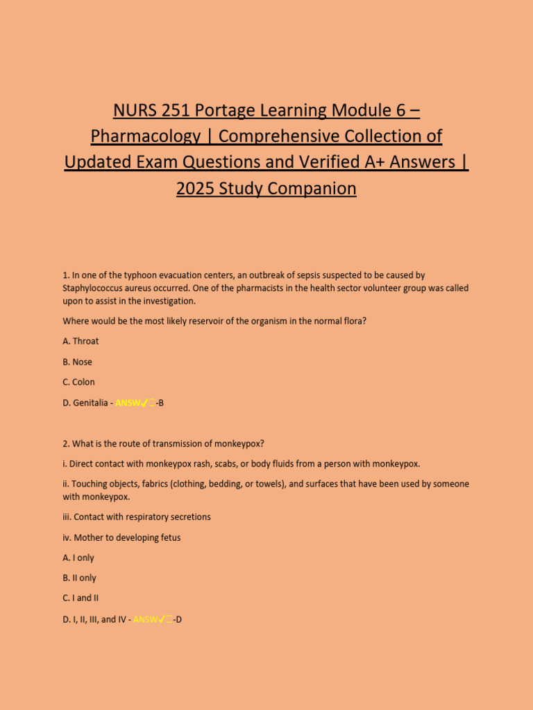 NURS 251 Portage Learning Module 6 | PDF | Chromatography | Titration