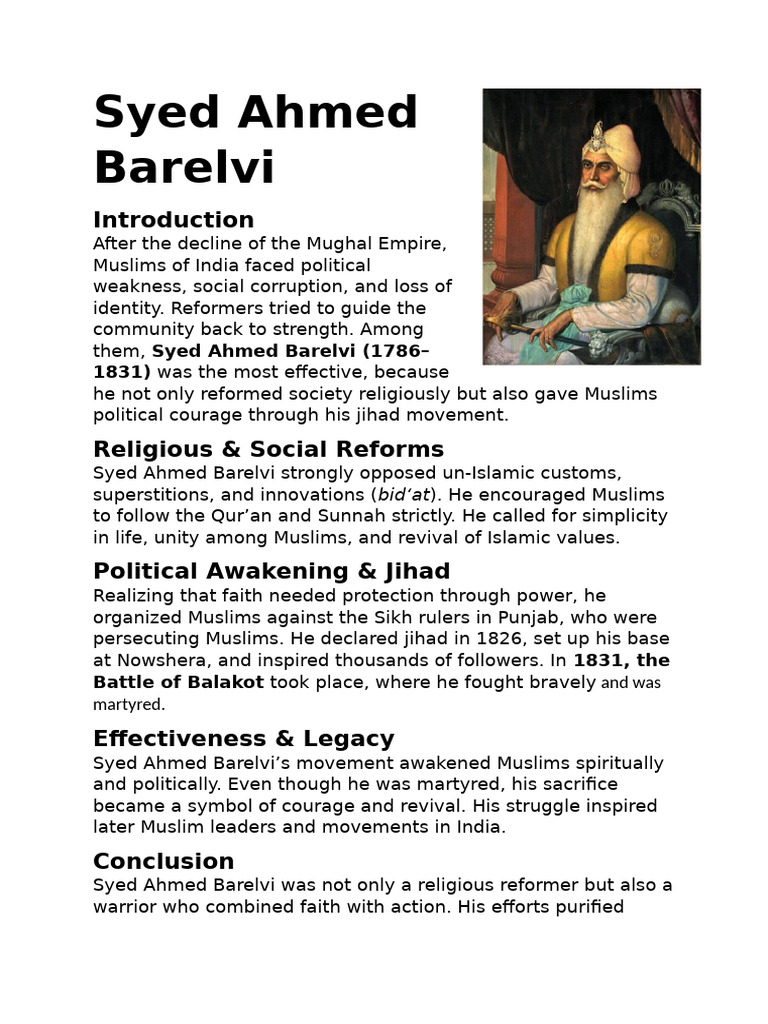 Syed Ahmed Barelvi | PDF