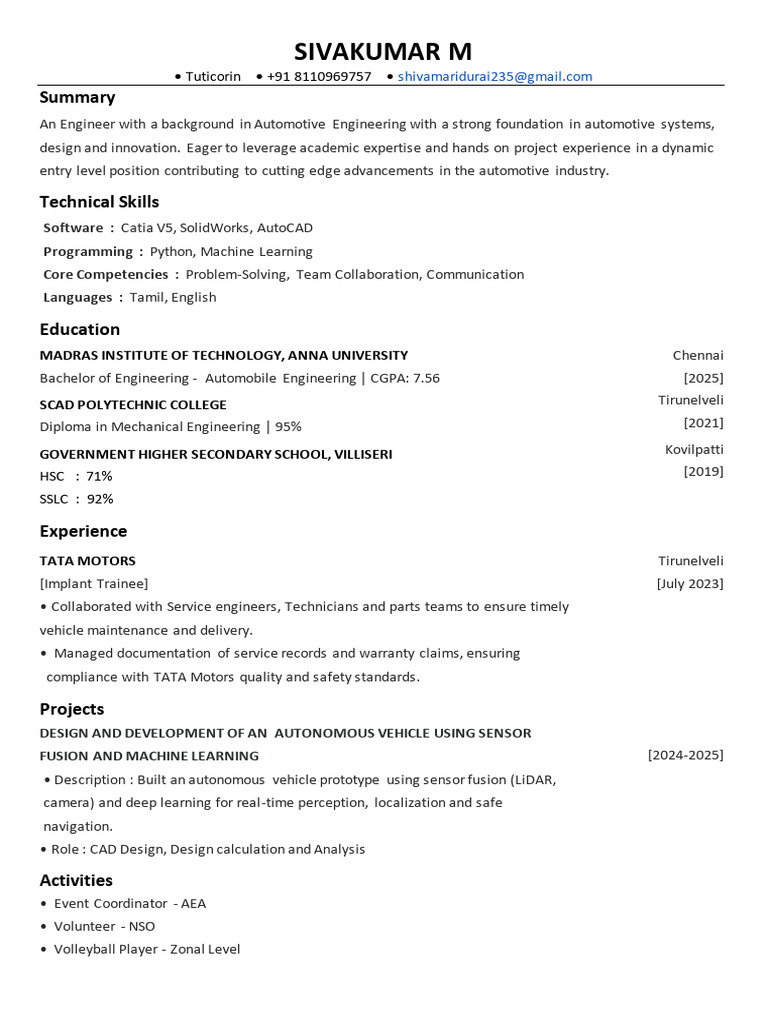 Sivakumar Resume 1 | PDF